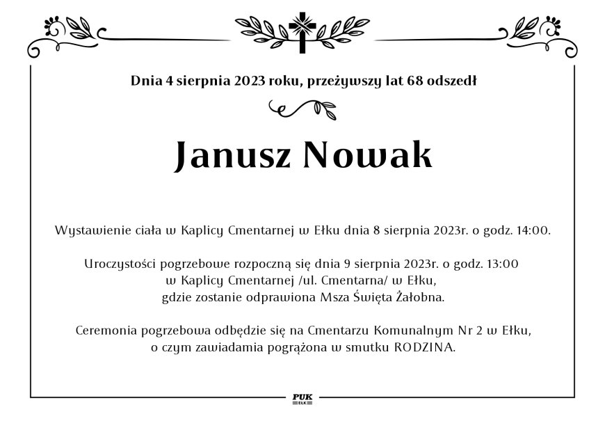 Ostatnio odeszli... | Zakład Usług Pogrzebowych | P.U.K. EŁK