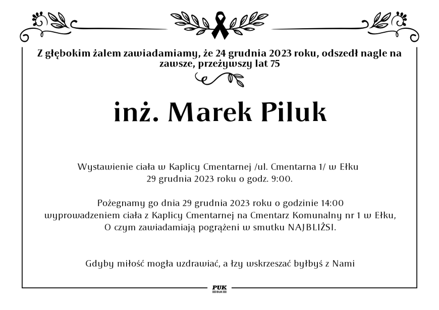 Ostatnio odeszli... | Zakład Usług Pogrzebowych | P.U.K. EŁK