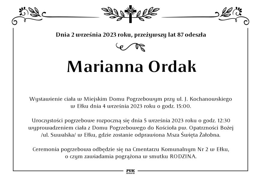 Ostatnio odeszli... | Zakład Usług Pogrzebowych | P.U.K. EŁK