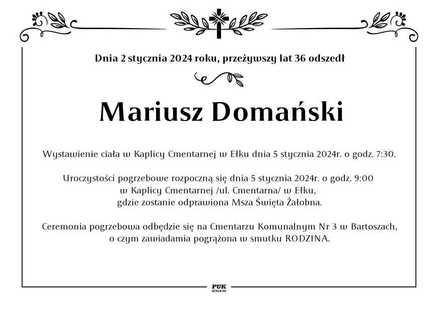 Ostatnio odeszli... | Zakład Usług Pogrzebowych | P.U.K. EŁK