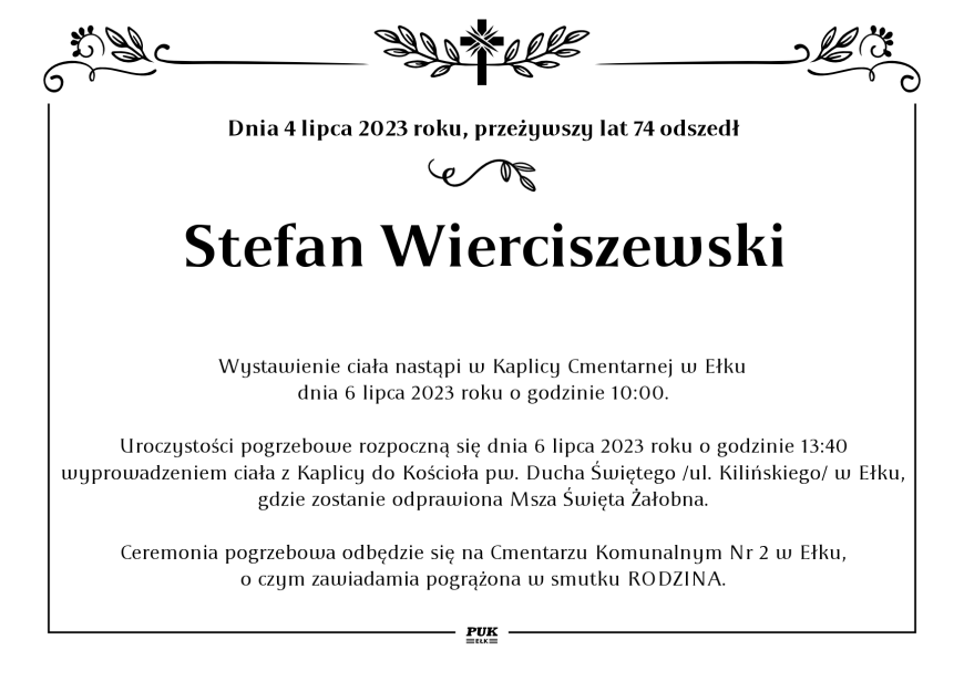 Ostatnio odeszli... | Zakład Usług Pogrzebowych | P.U.K. EŁK