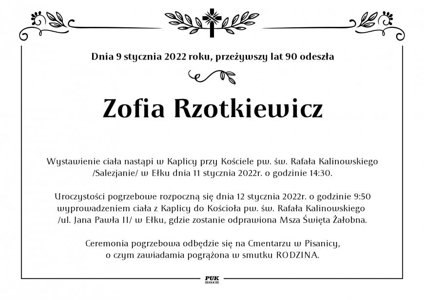 Ostatnio odeszli... | Zakład Usług Pogrzebowych | P.U.K. EŁK